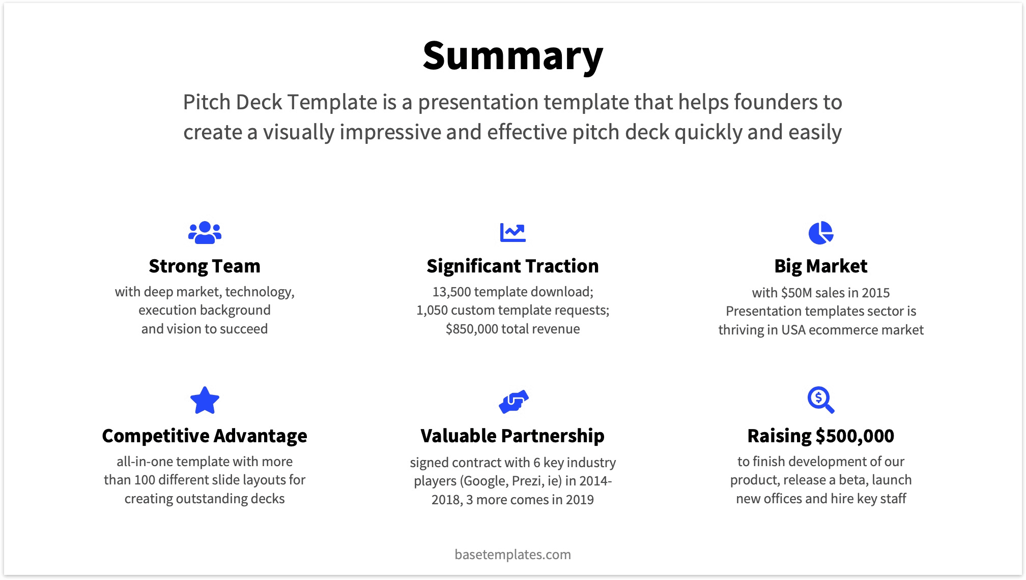 Summary Slide Pitch Deck Template Viewer BaseTemplates Summary Slide Pitch Deck Template Viewer BaseTemplates